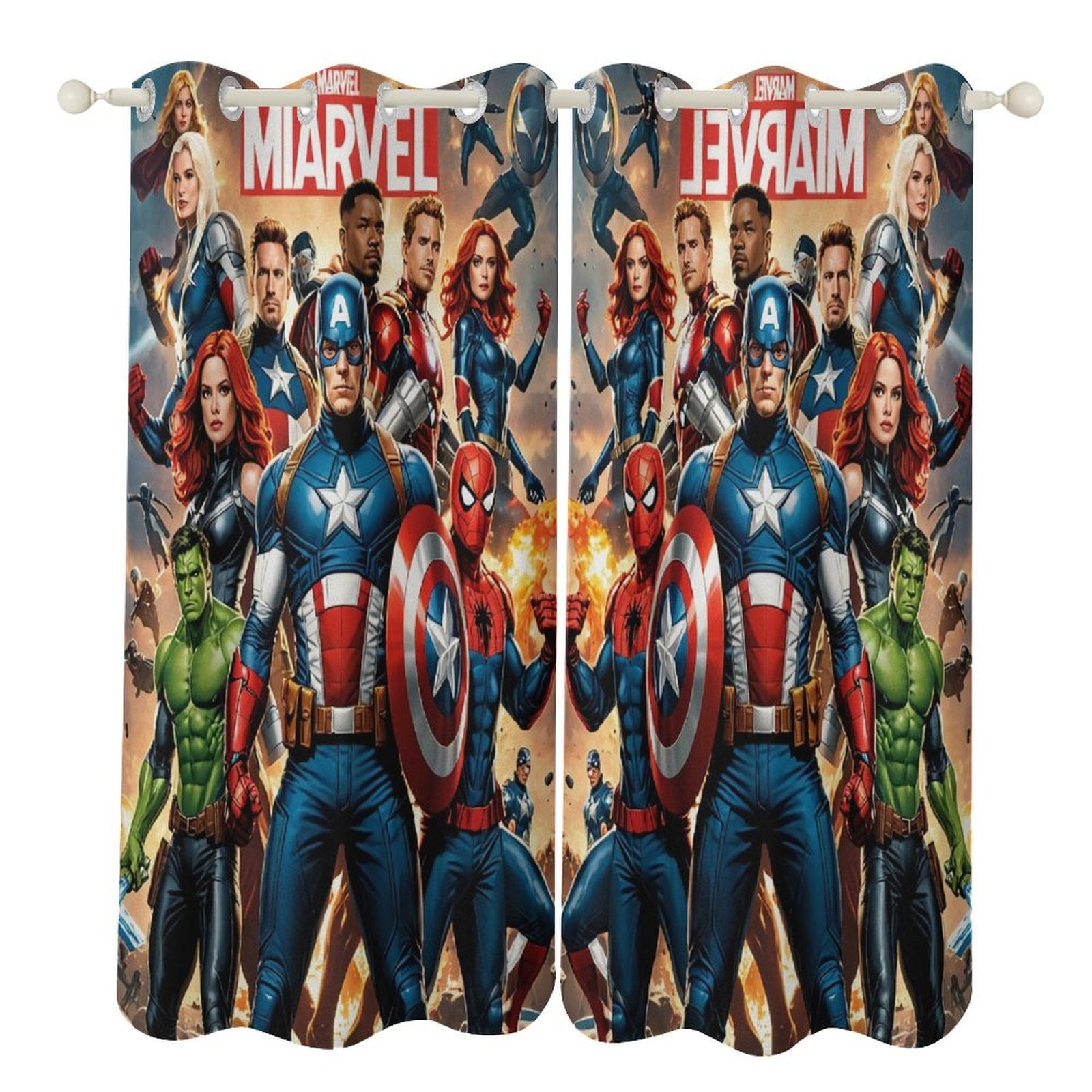 Captain America Spider-Man Curtains,Blackout Curtains for Bedroom,2 ...