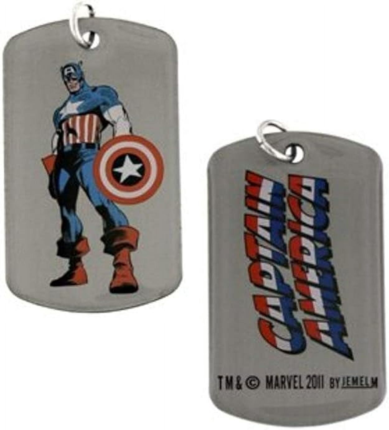 Captain America Standing Post with Shield Metal Dog Tag Necklace ...