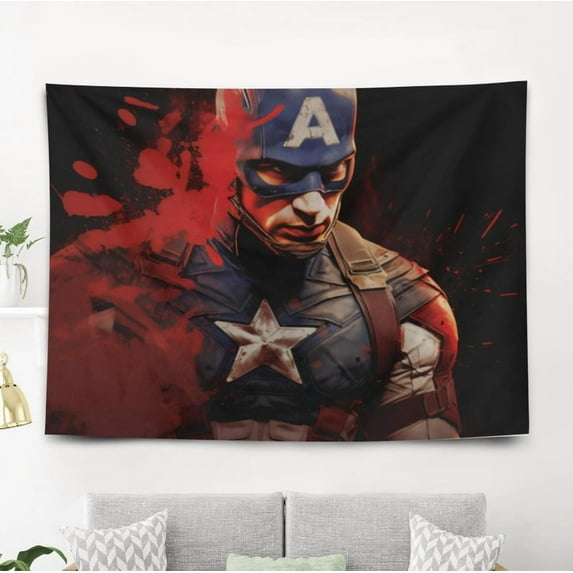 Captain America Tapestry Gift Wall Hanging Backdrop for Room Bedroom ...