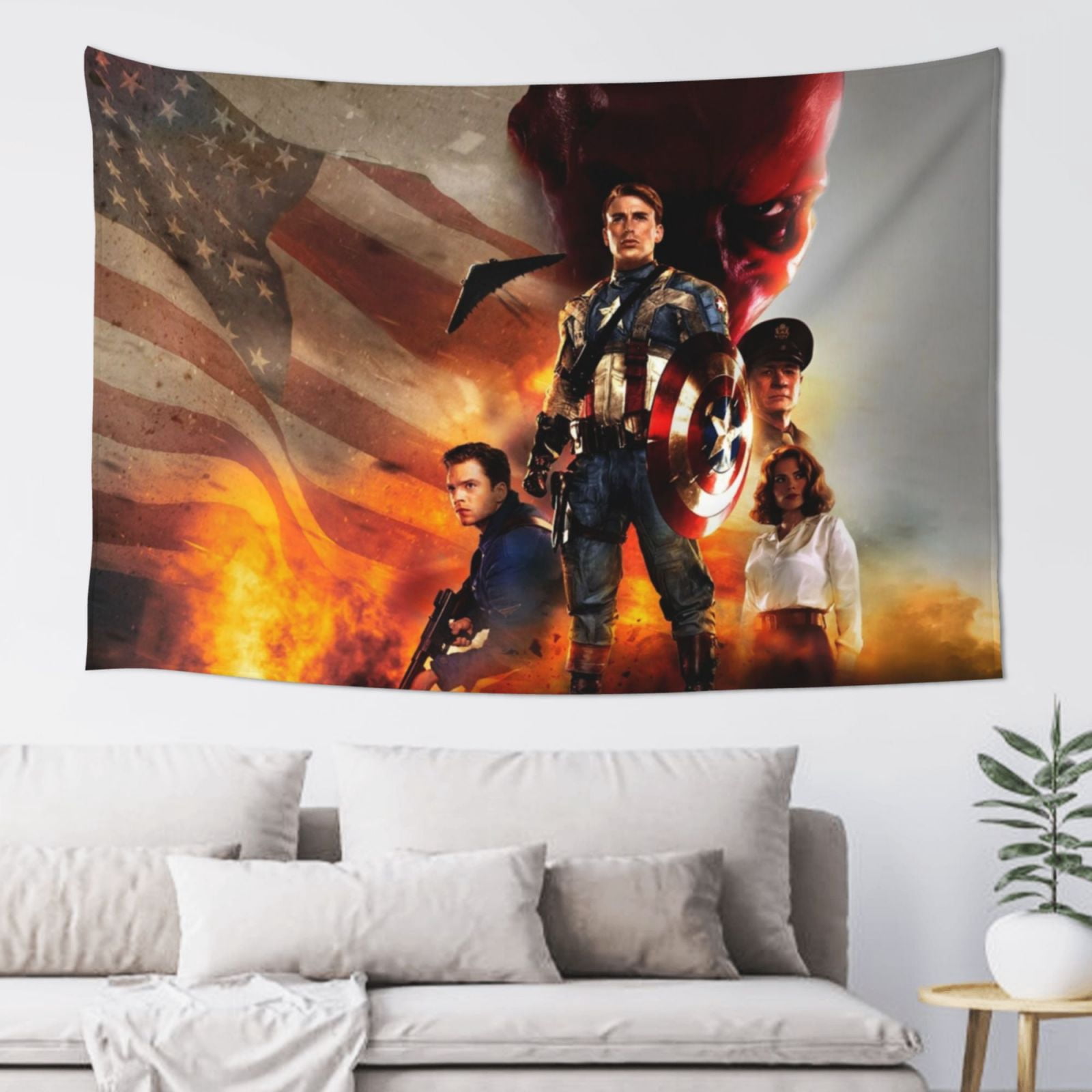 Captain-America Tapestry, Hanging Décor, Vibrant Cartoon Art for ...