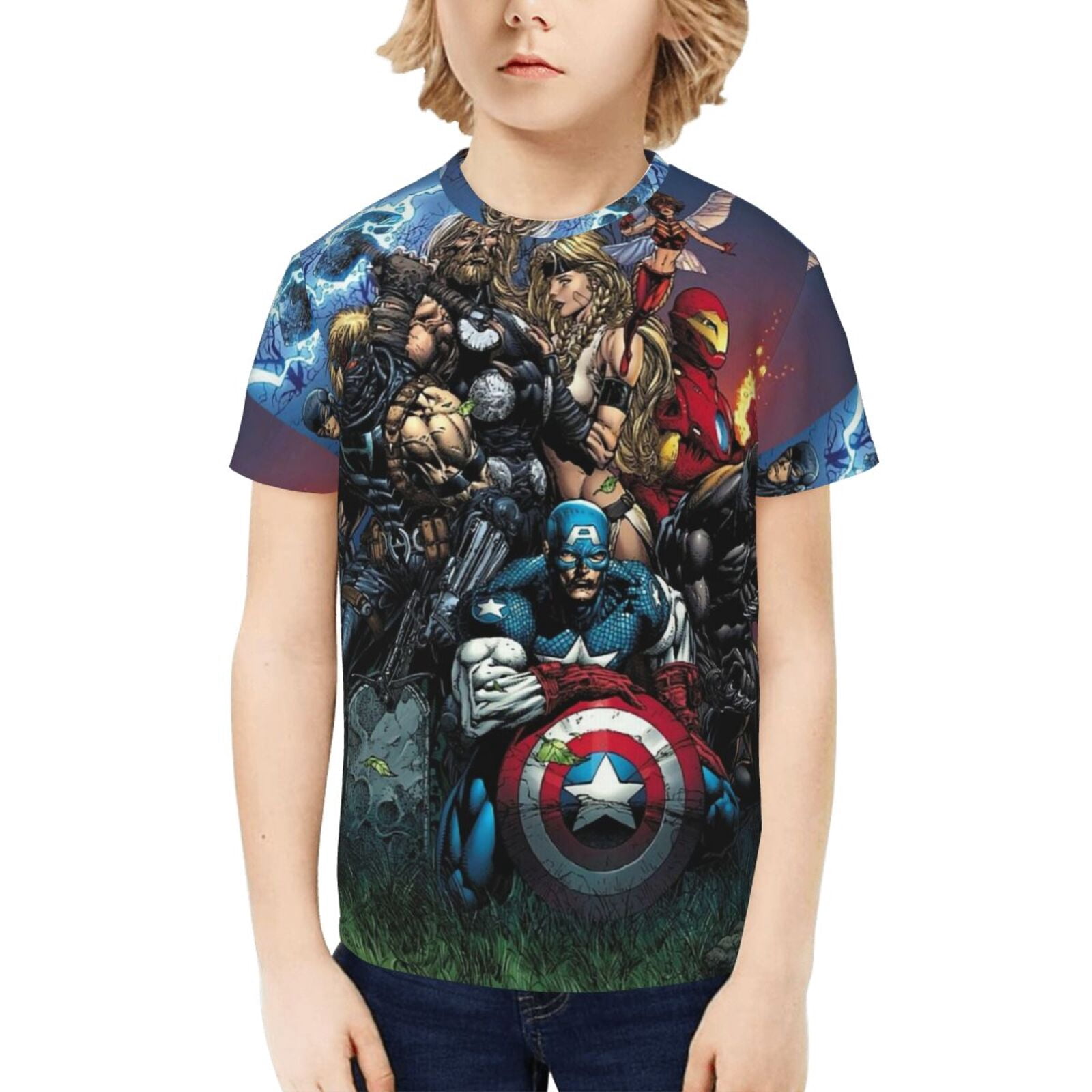 Captain America Teen Boys Girls T-Shirts Novelty Graphic 3D T-Shirt ...