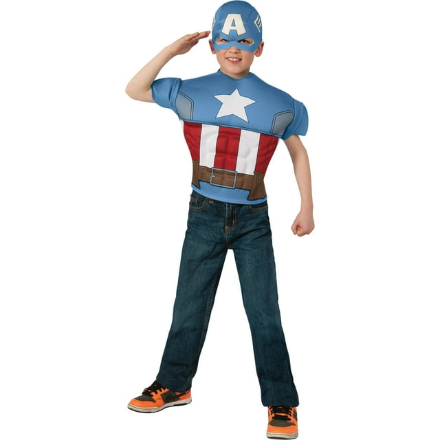 Captain America Top and Mask Child Halloween Costume, One Size, 8-10 ...