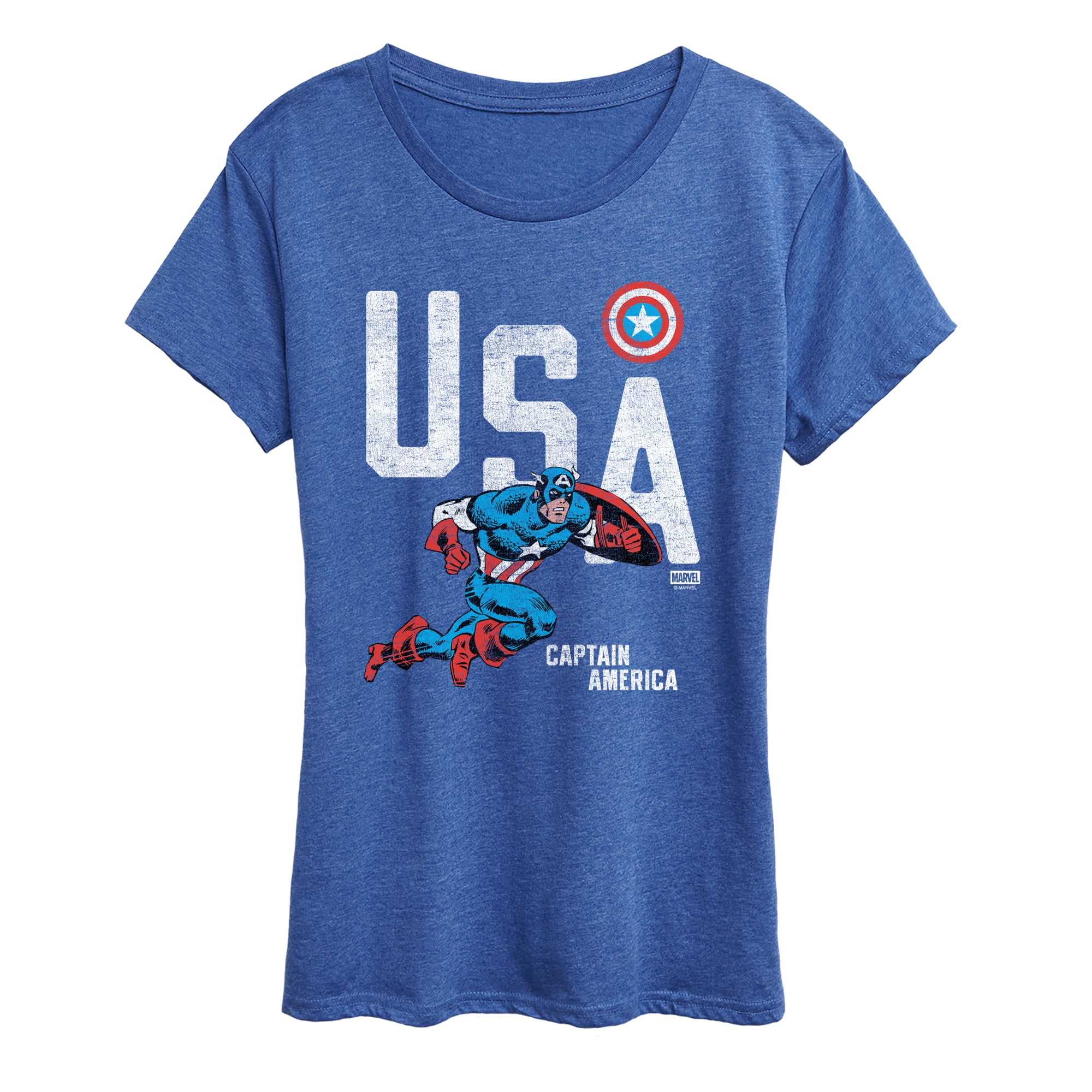Captain America - USA - Women's Short Sleeve Graphic T-Shirt - Walmart.com