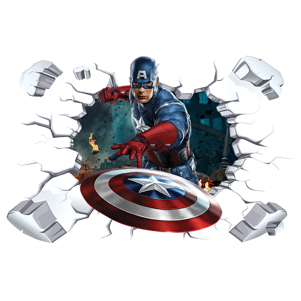 Captain America Wall Sticker 3D wall sticker Cartoon character wall ...
