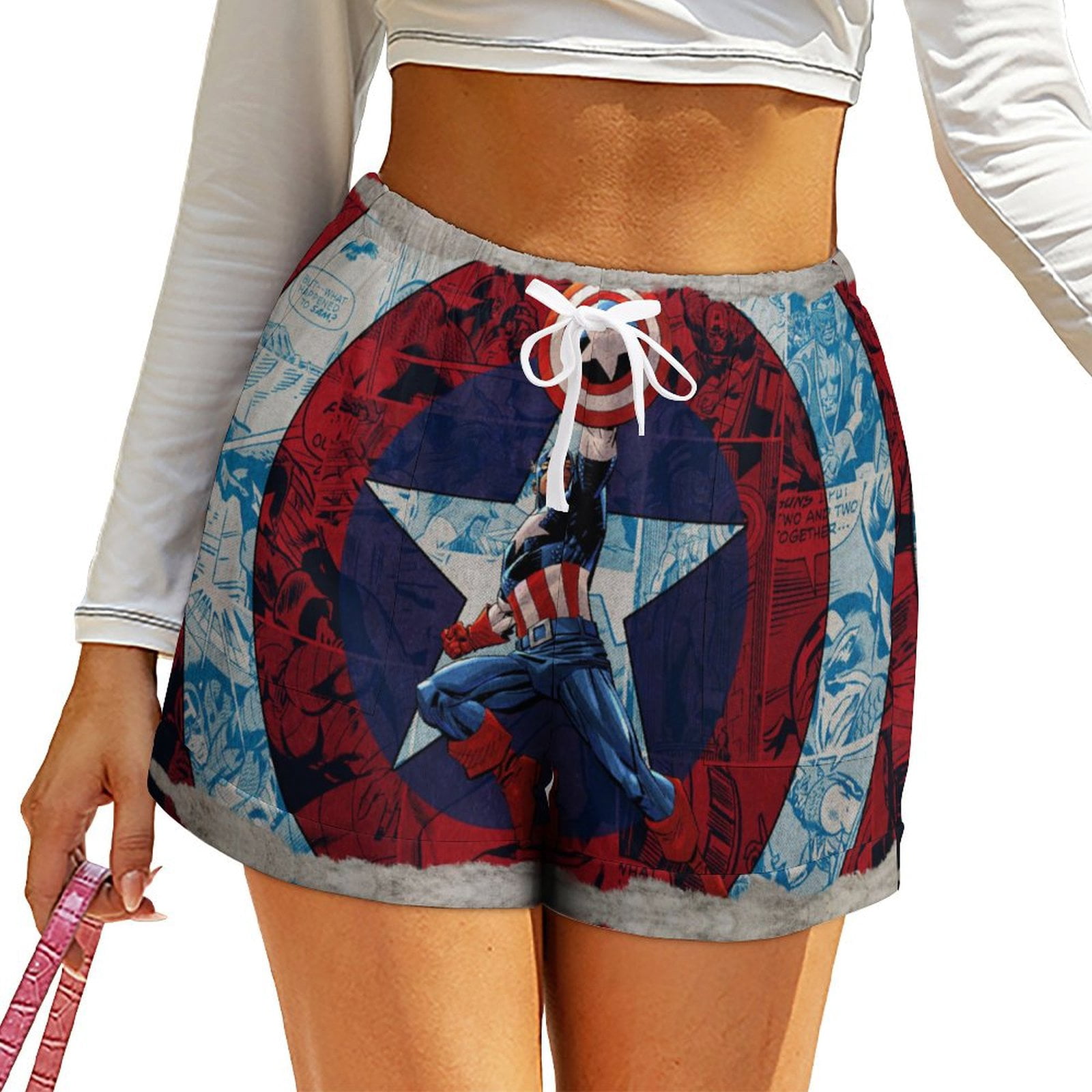 Captain America Women's Board Shorts with Pockets High Waisted Tummy ...