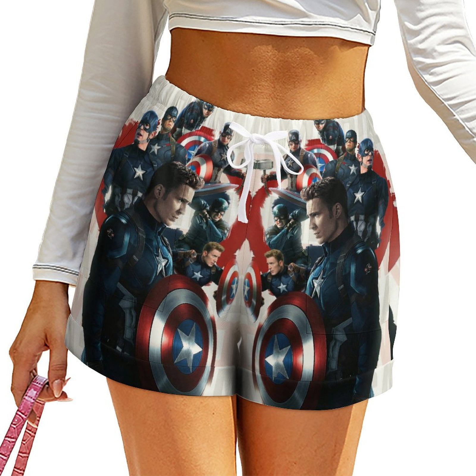 Captain America Women's Board Shorts with Pockets High Waisted Tummy ...