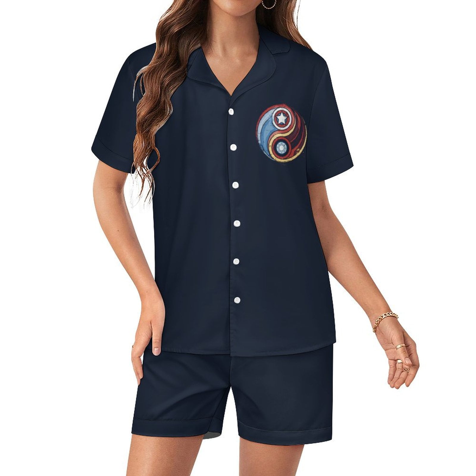 Captain-America Women's Pajama Set for Women Two Piece Tops and Shorts ...