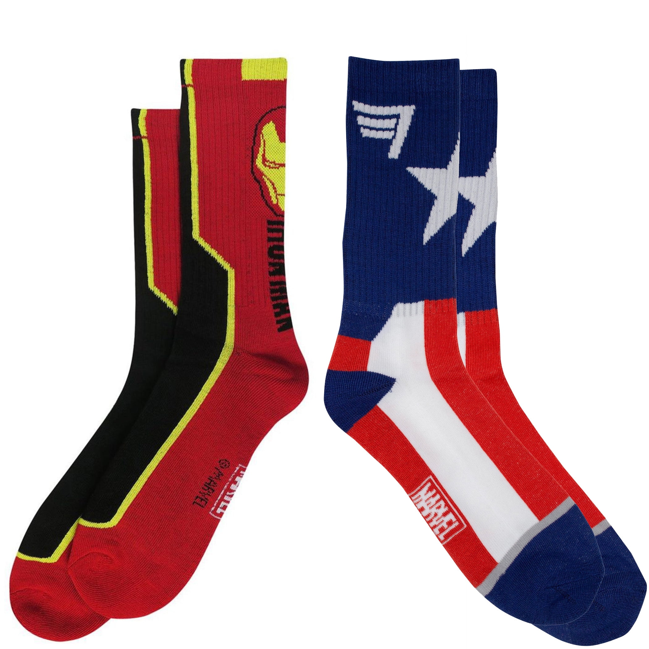 Captain America and Iron Man 2-Pair Pack of Crew Socks - Walmart.com