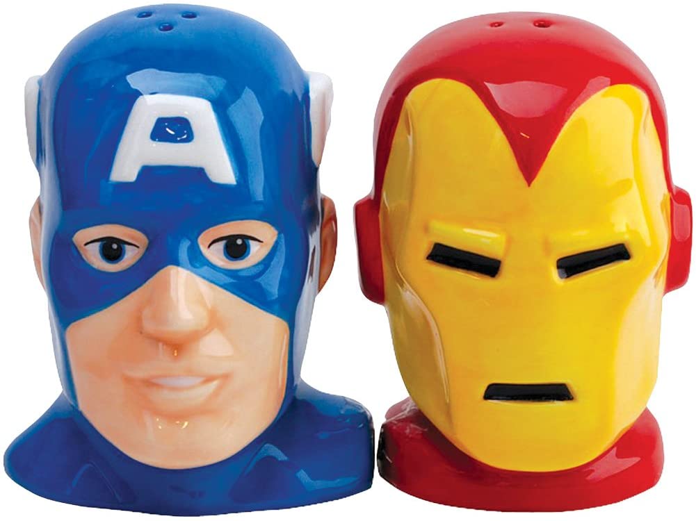 Captain America and Iron Man Heads Salt and Shakers - Walmart.com