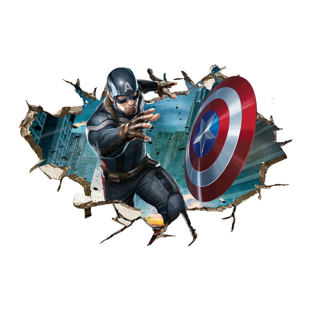 Captain America 3D wall stickers Cartoon characters wall stickers ...