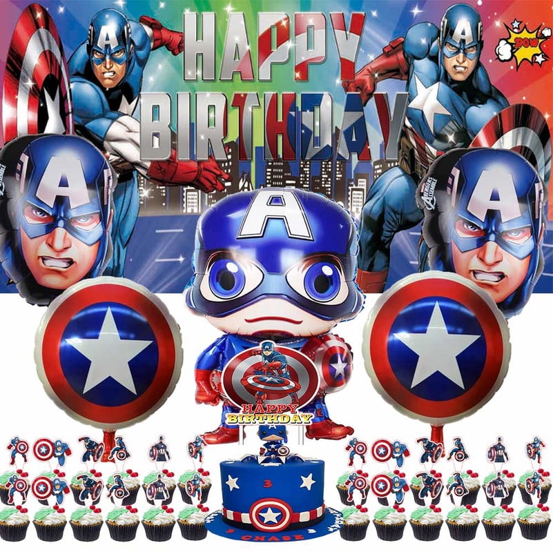 Captain American Party Supplies Decorations Birthday Cake Topper Banner ...
