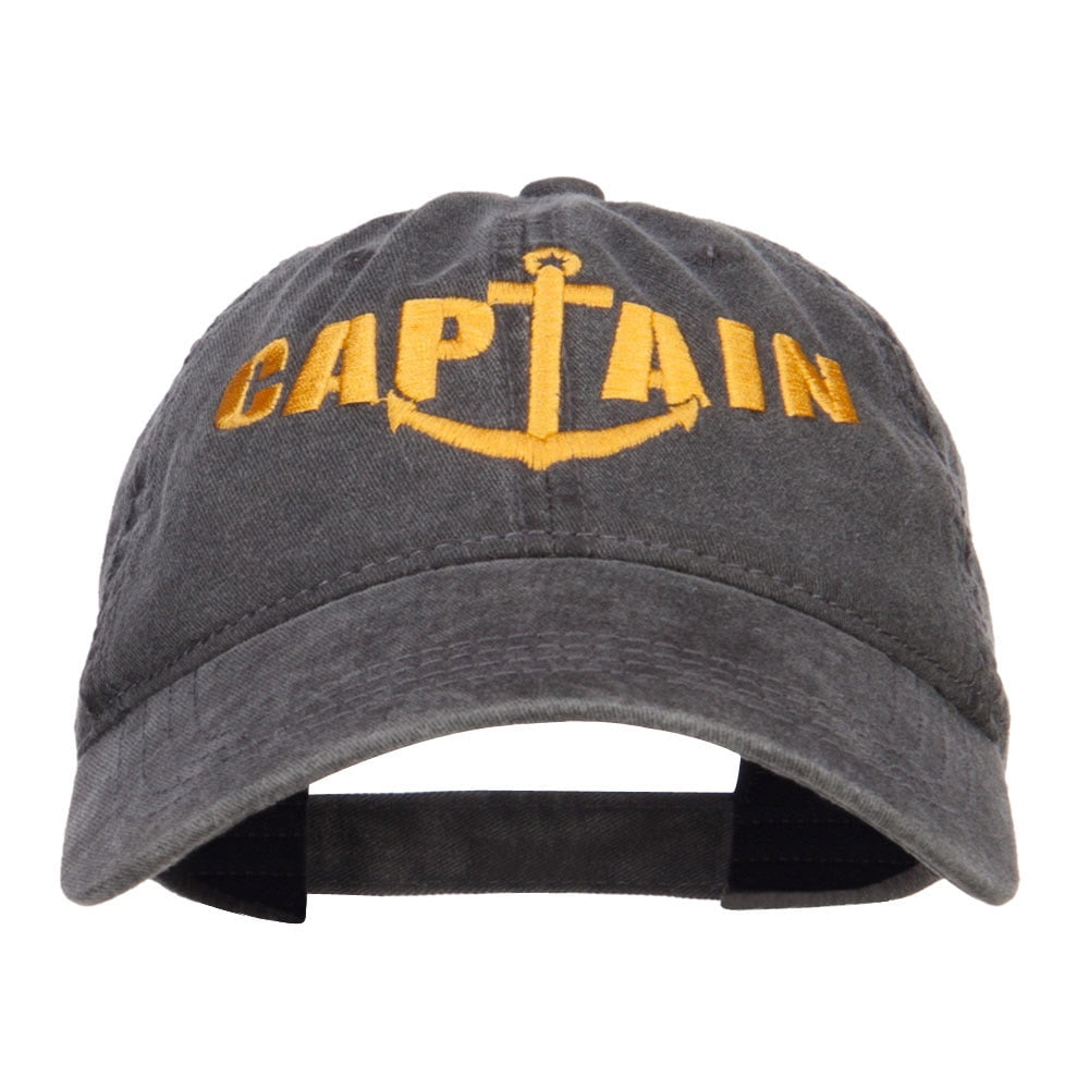 Captain Anchor Embroidered Washed Cap - Black OSFM - Walmart.com