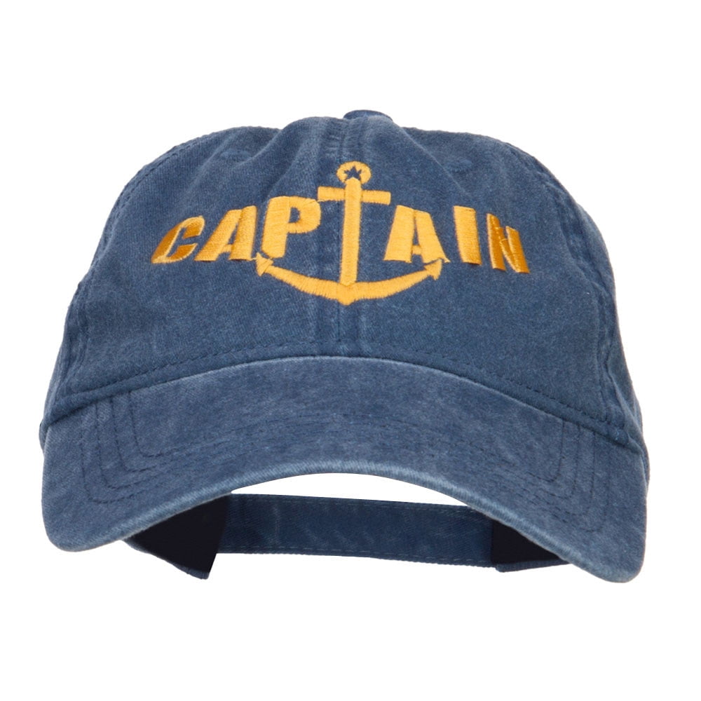 Captain Anchor Embroidered Washed Cap - Navy OSFM - Walmart.com