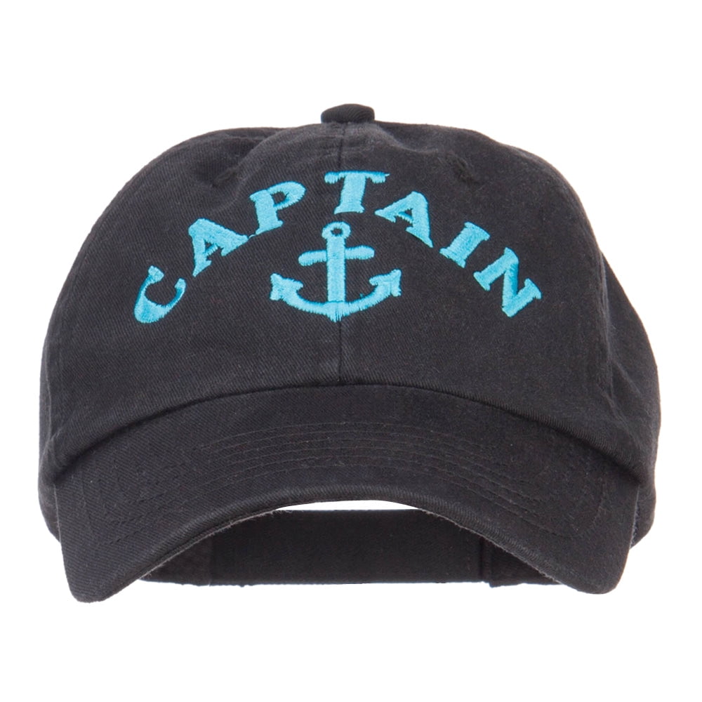 Captain Anchor Logo Embroidered Pet Spun Cap - Black OSFM - Walmart.com