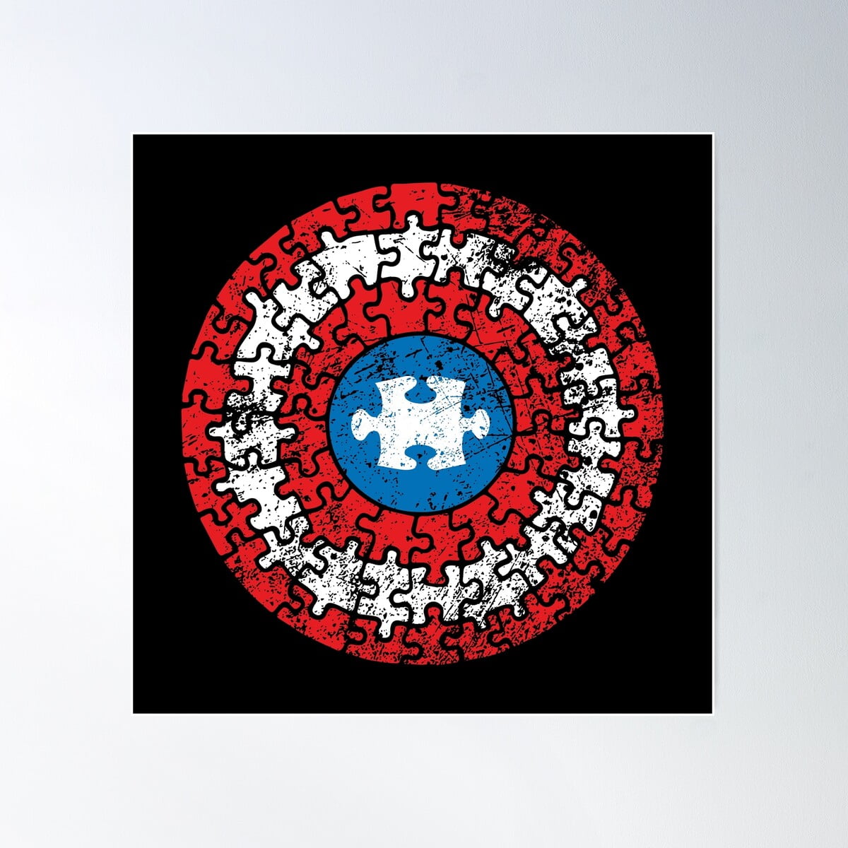 Captain Autism Awareness Puzzle Shield Poster Wall Art, Modern Wall ...