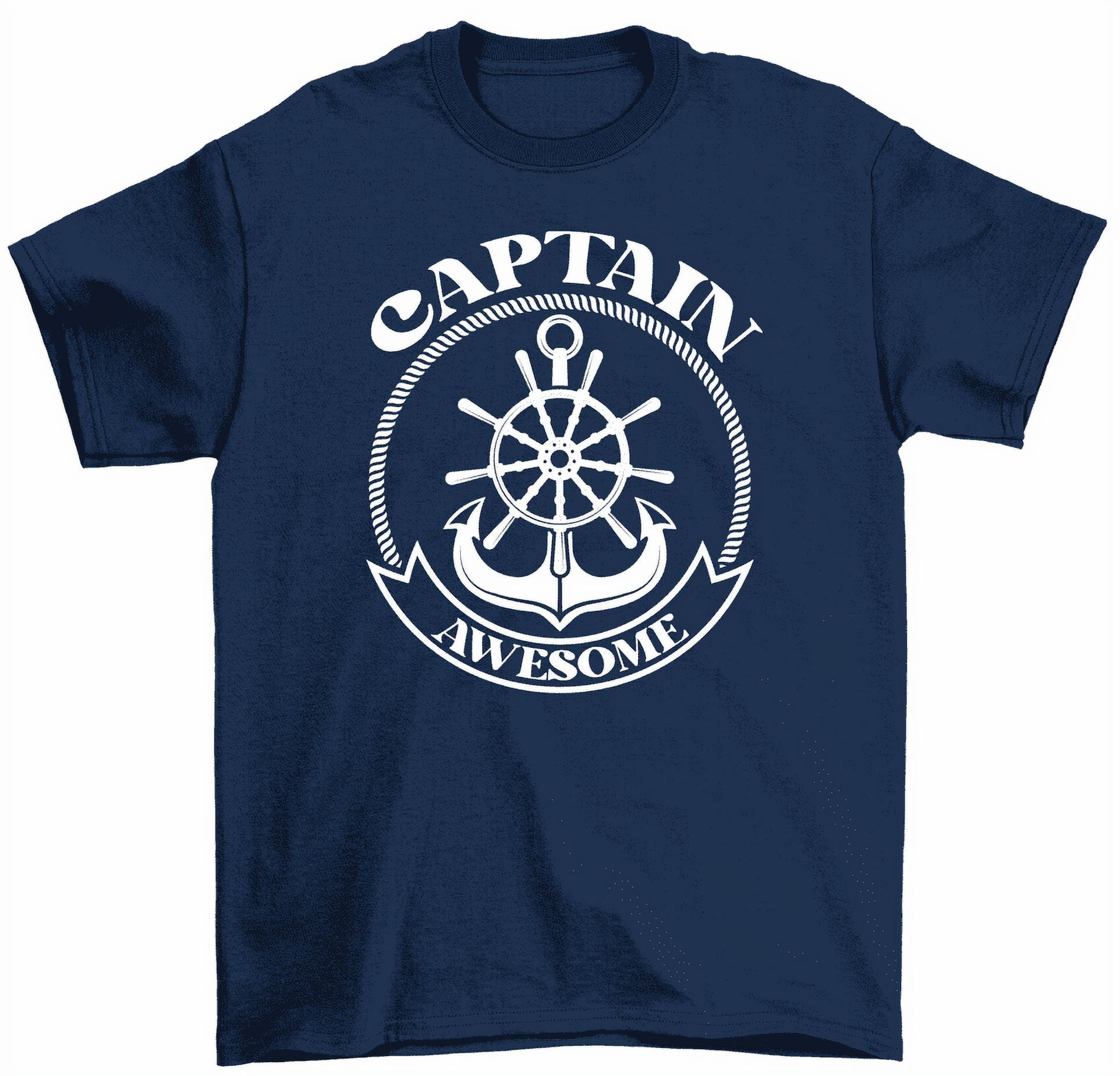 Captain Awesome T-Shirt Nautical Anchor Boating Dad Gift Men's Tee ...