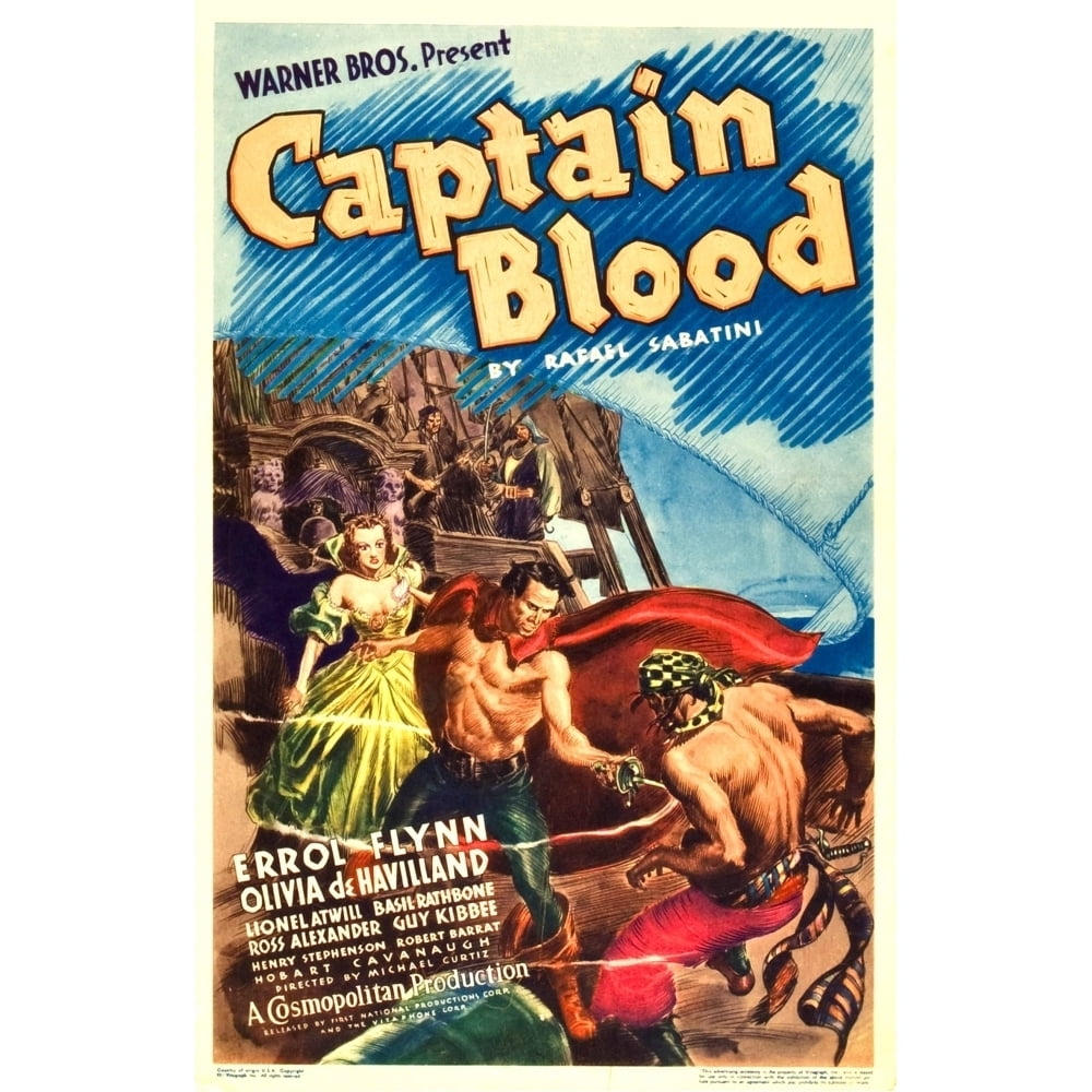 Captain Blood From Left: Olivia De Havilland Errol Flynn On Midget Window Card 1935. Movie ...