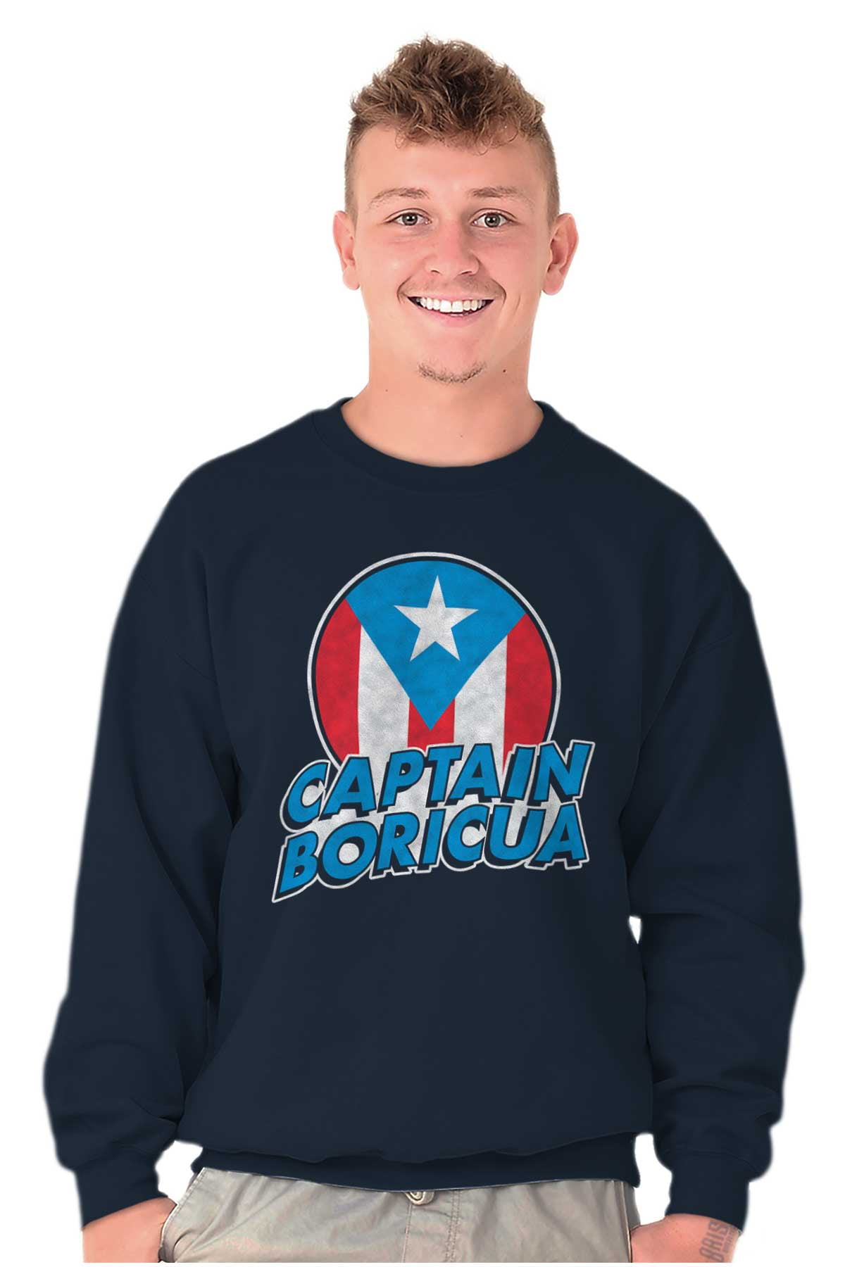 Captain Boricua Puerto Rican America Sweatshirt for Men or Women Brisco ...
