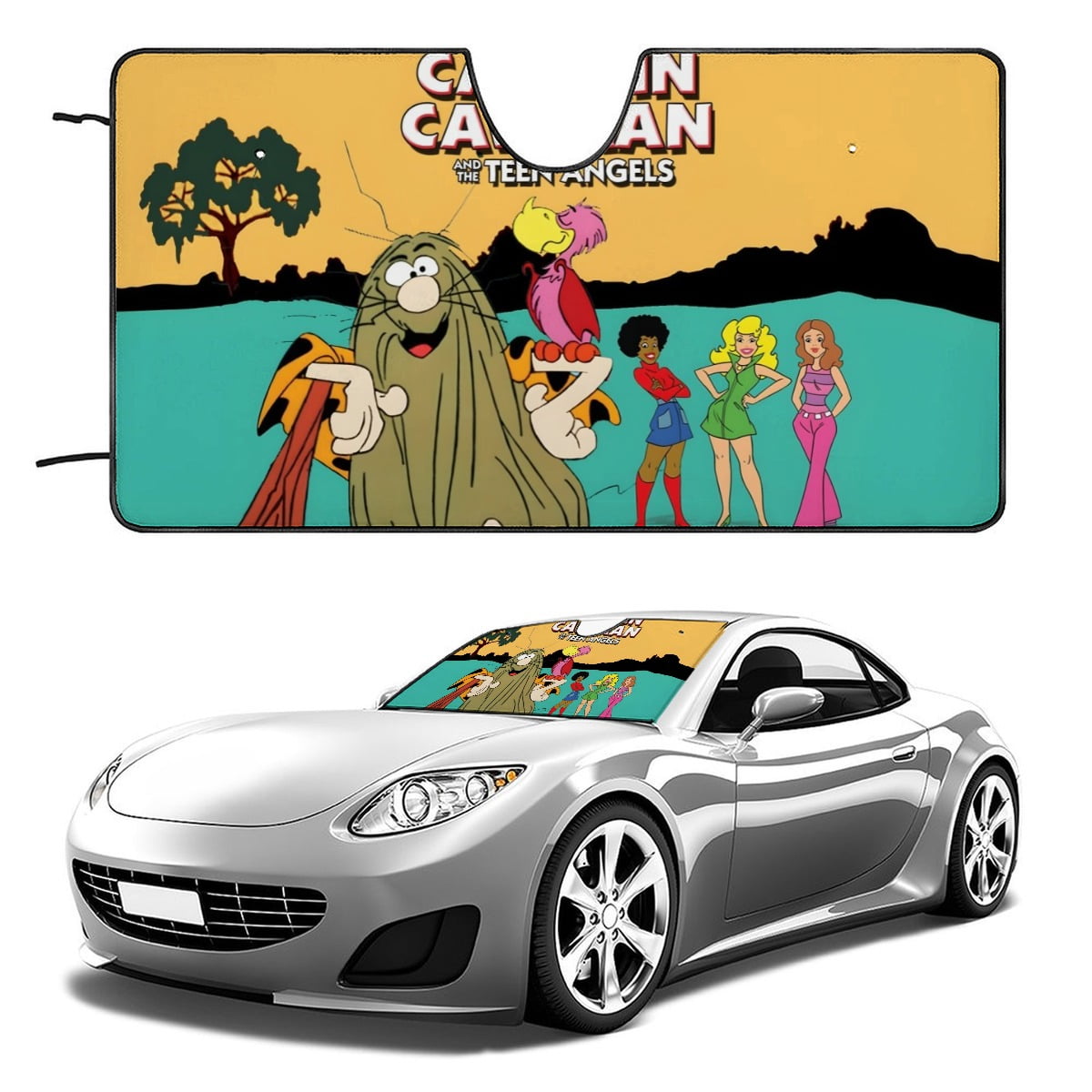 Captain Caveman-theme Windshield Sun Shade Front Protector Folding Car ...
