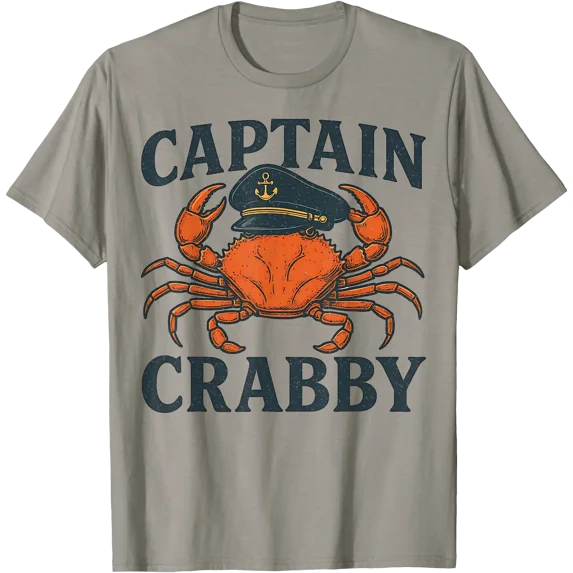 Captain Crabby Funny Crab Ocean Beach Sea Seafood Lover T-Shirt ...