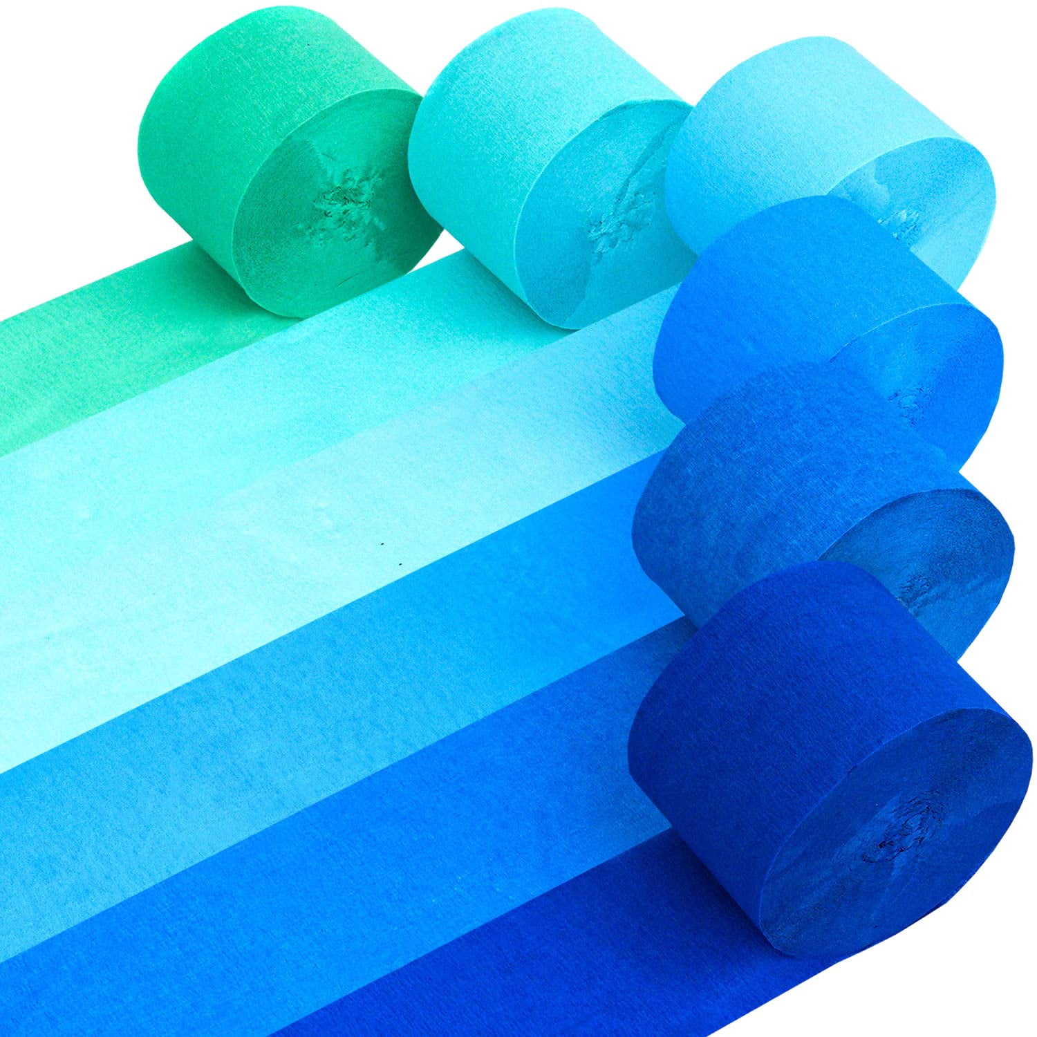 Captain Décor 6 Blue AIF9 Streamers, 492ft Pack of Blue Crepe Paper ...