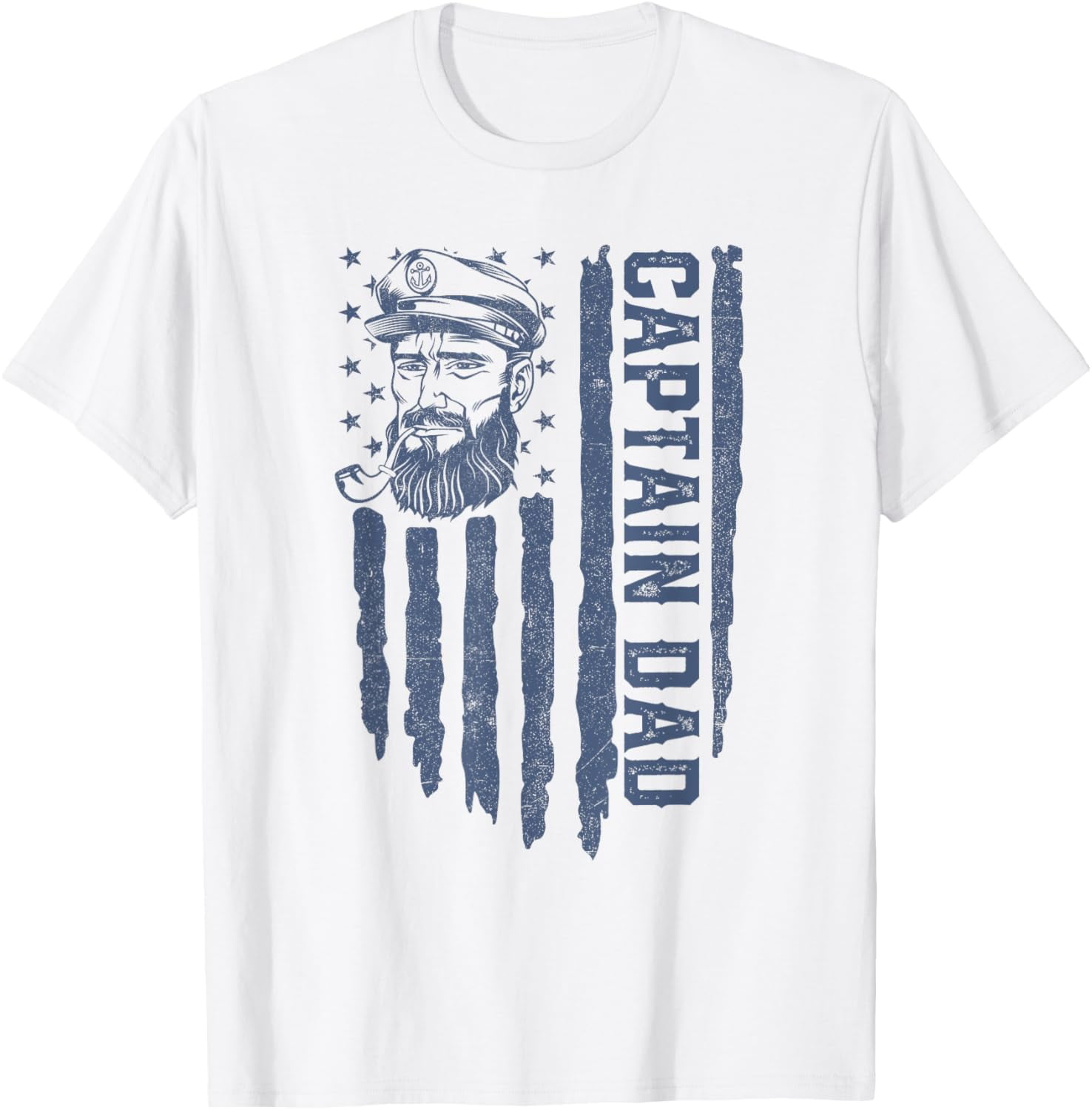 Captain Dad American Flag Funny Pontoon Boating 4Th Of July T-Shirt ...