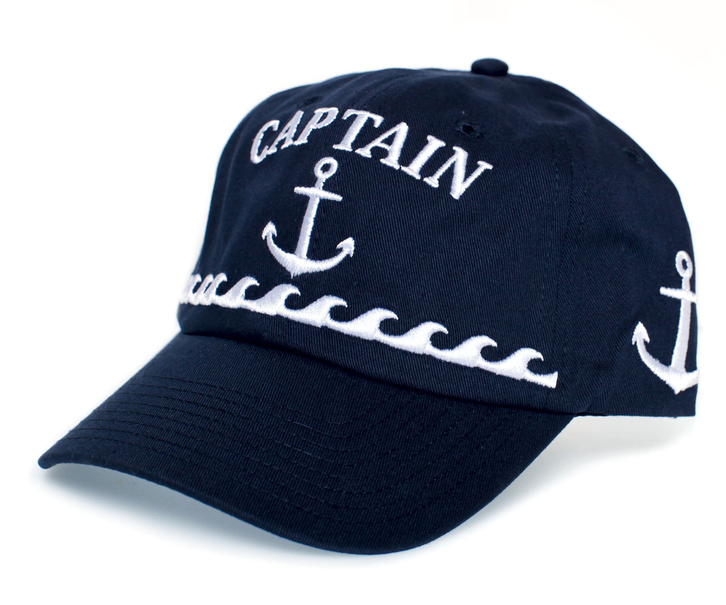 Captain Dad Hat Anchor Boating Cap Embroidered Adult Unisex Navy ...