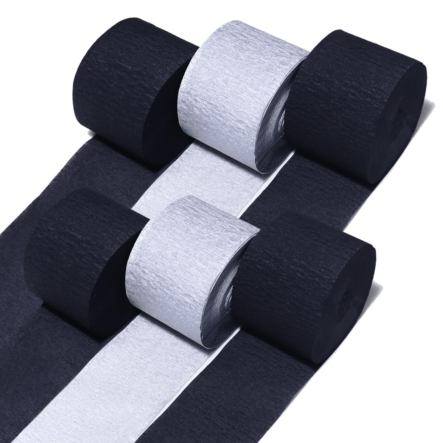 Captain Decor 6 Crepe AIF9 Paper Streamers Rolls, 492ft Pack of Silver ...