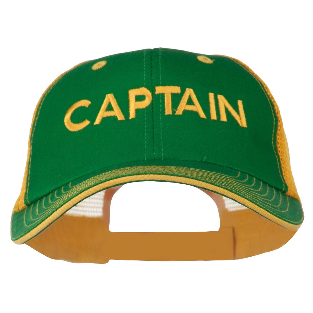 Captain Embroidered Big Size Garment Washed Mesh Cap - Kelly Gold XL ...