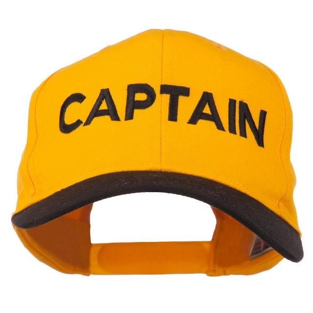 Captain Embroidered Cotton Twill Cap - Black Gold OSFM - Walmart.com