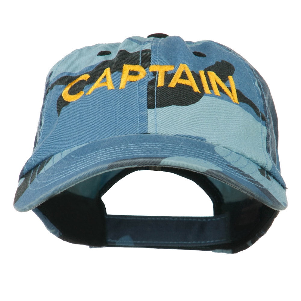 Captain Embroidered Enzyme Washed Camo Cap - Sky OSFM - Walmart.com