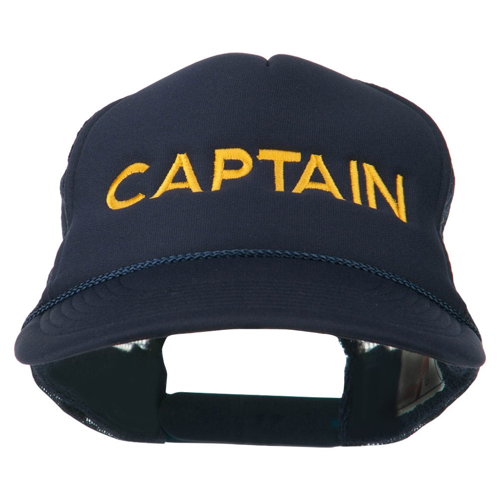 Captain Embroidered Foam Front Mesh Back Cap - Navy OSFM - Walmart.com