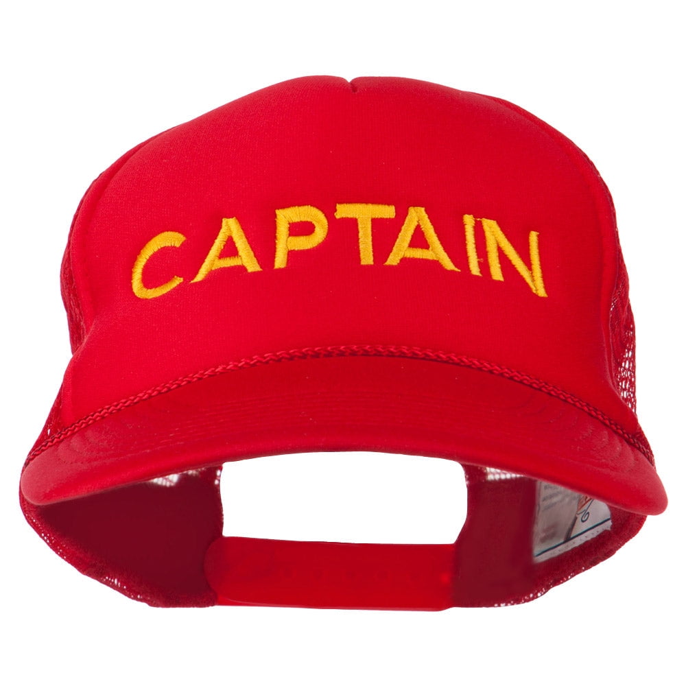 Captain Embroidered Foam Front Mesh Back Cap - Red OSFM - Walmart.com