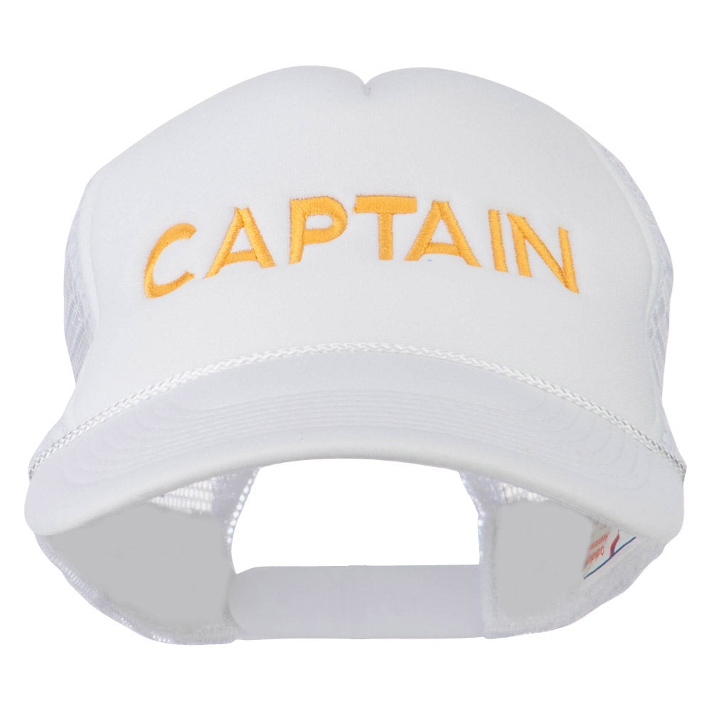 Captain Embroidered Foam Front Mesh Back Cap - White OSFM - Walmart.com