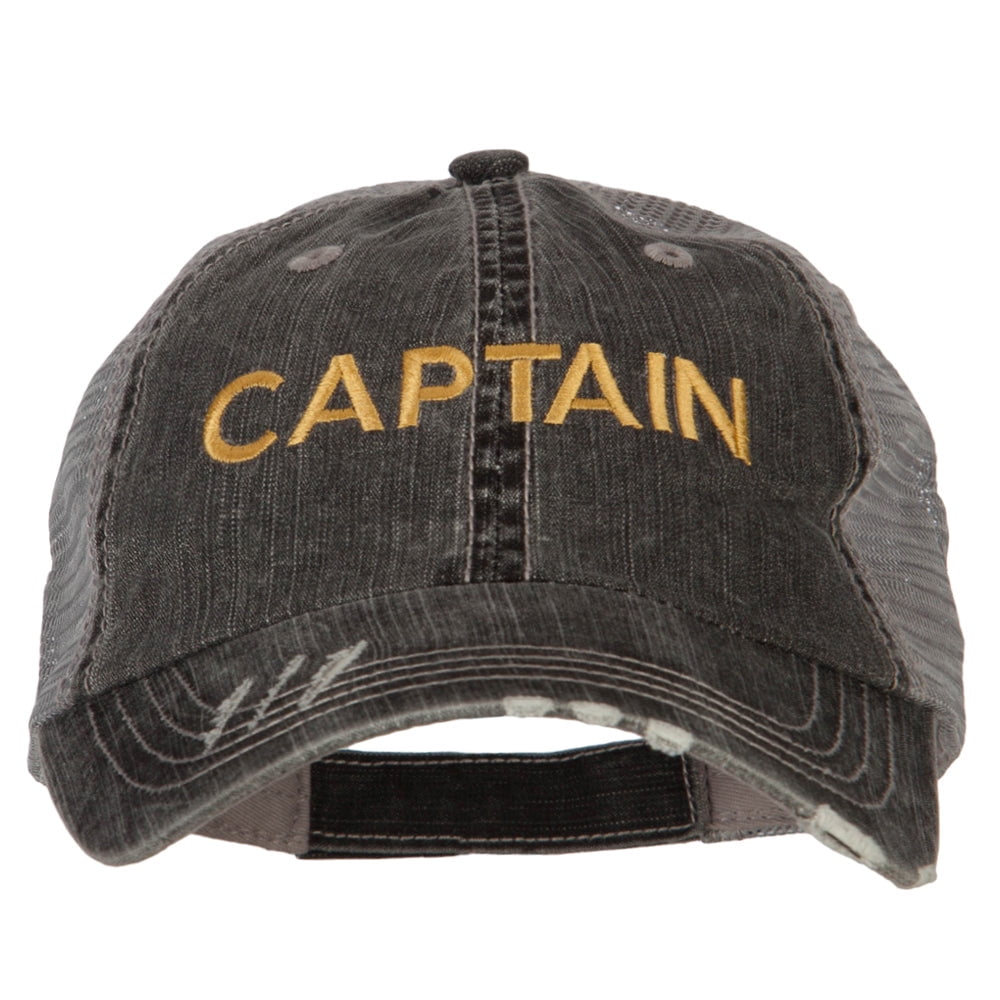 Captain Embroidered Low Profile Mesh Cap - Black OSFM - Walmart.com
