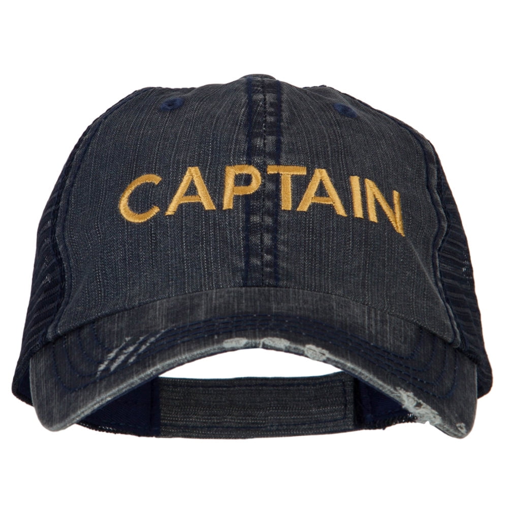 Captain Embroidered Low Profile Mesh Cap - Navy OSFM - Walmart.com
