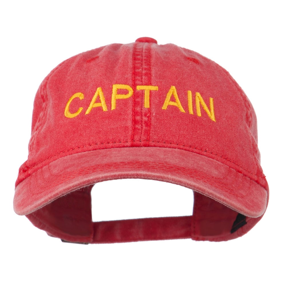 Captain Embroidered Low Profile Washed Cap - Red OSFM - Walmart.com
