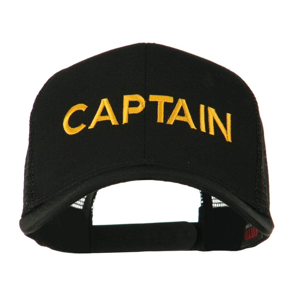 Captain Embroidered Mesh Back Cap - Black OSFM - Walmart.com