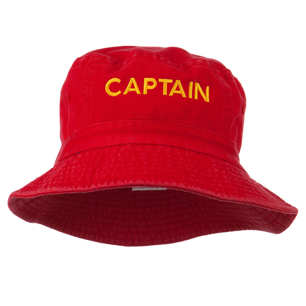 Captain Embroidered Pigment Dyed Bucket Hat - Red OSFM - Walmart.com