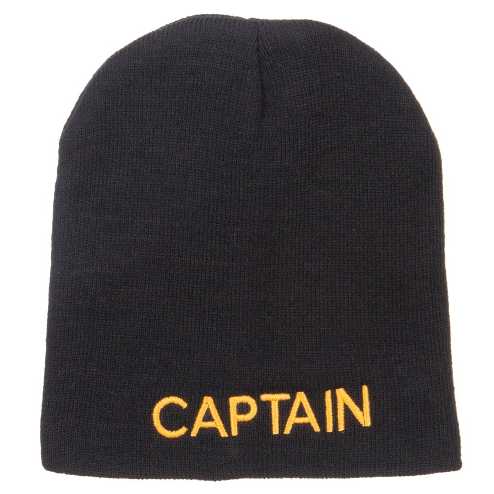 Captain Embroidered Short Beanie - Black OSFM - Walmart.com