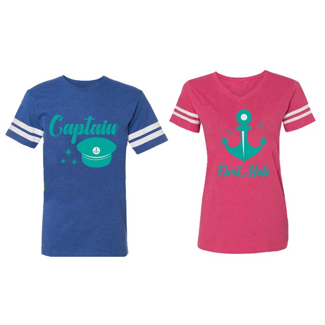 Captain First Mate Matching Couple Cotton Jerseys (Men Royal / Women ...