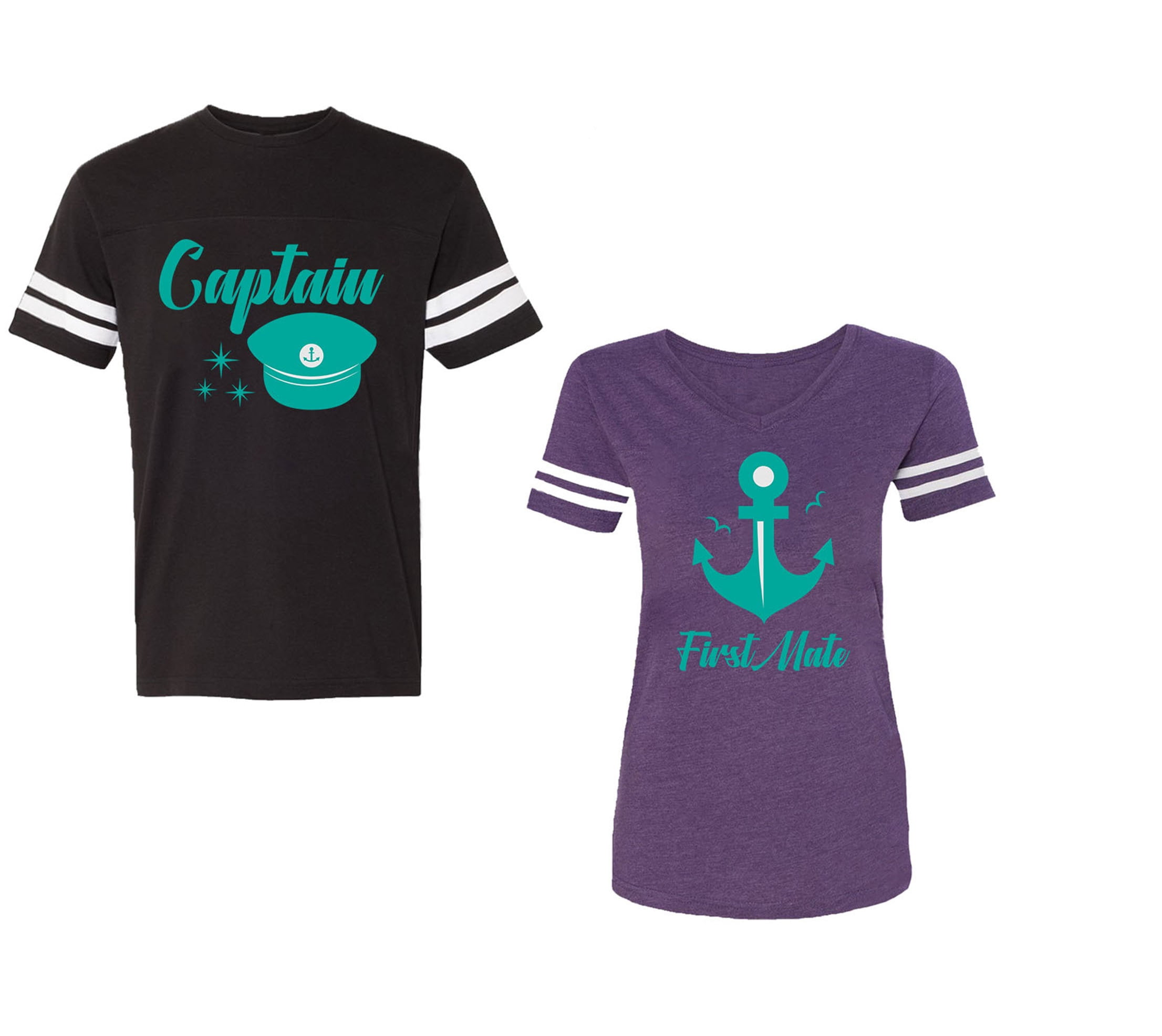 Captain First Mate Unisex Couple Matching Cotton Jersey style T-Shirt ...