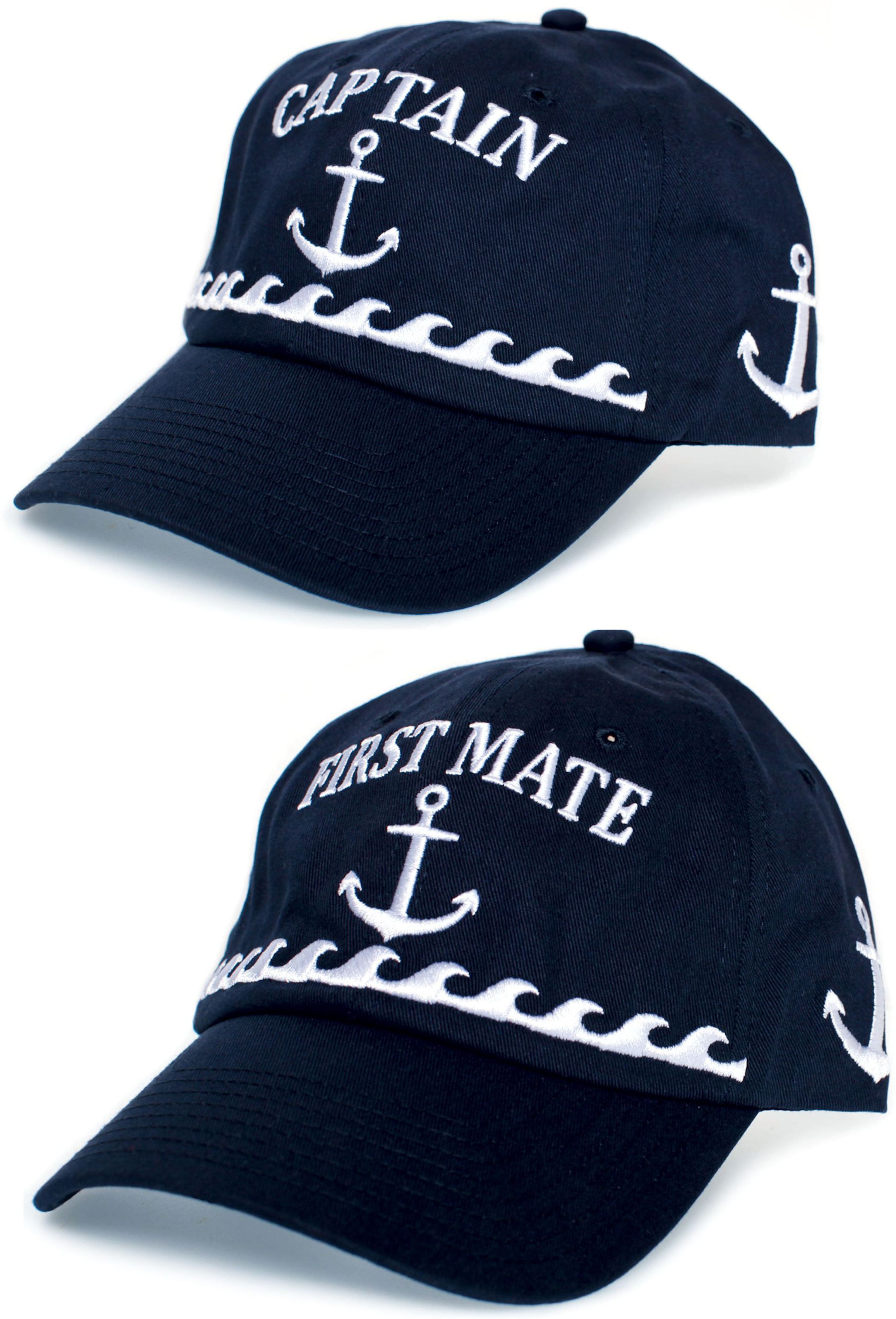 Captain Hat & First Mate Matching Set (2 Pack) Dad Caps Adult Embroidered Navy - Walmart.com