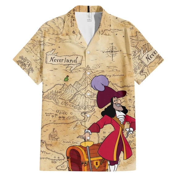 Captain Hook Disney Villains Hawaiian Shirt, Disney Peter Pan Neverland Button Up Shirt, Captain ...
