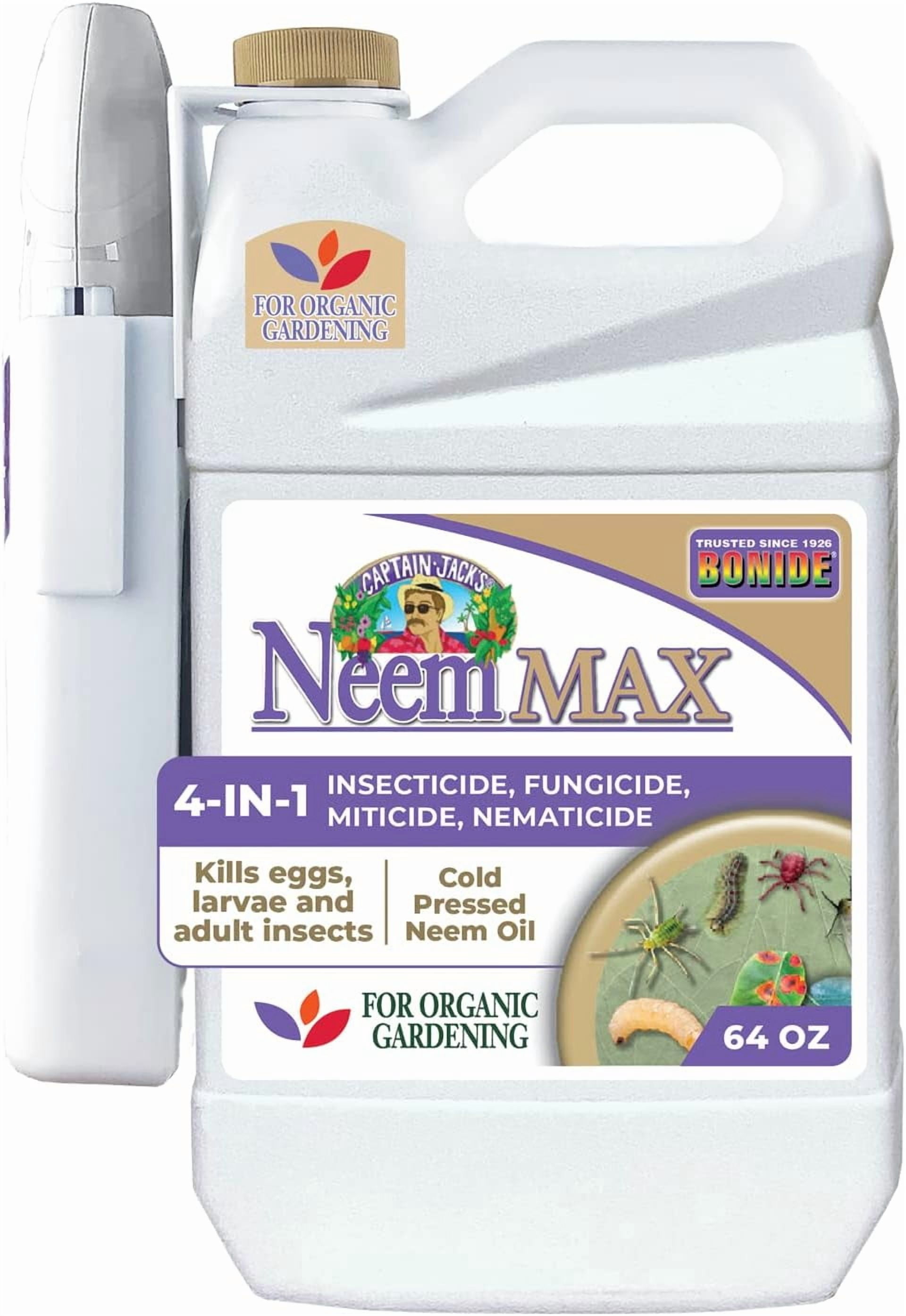 Captain Jack's 64 oz Neem Max Cold Pressed Neem Oil Spray for Indoor or ...