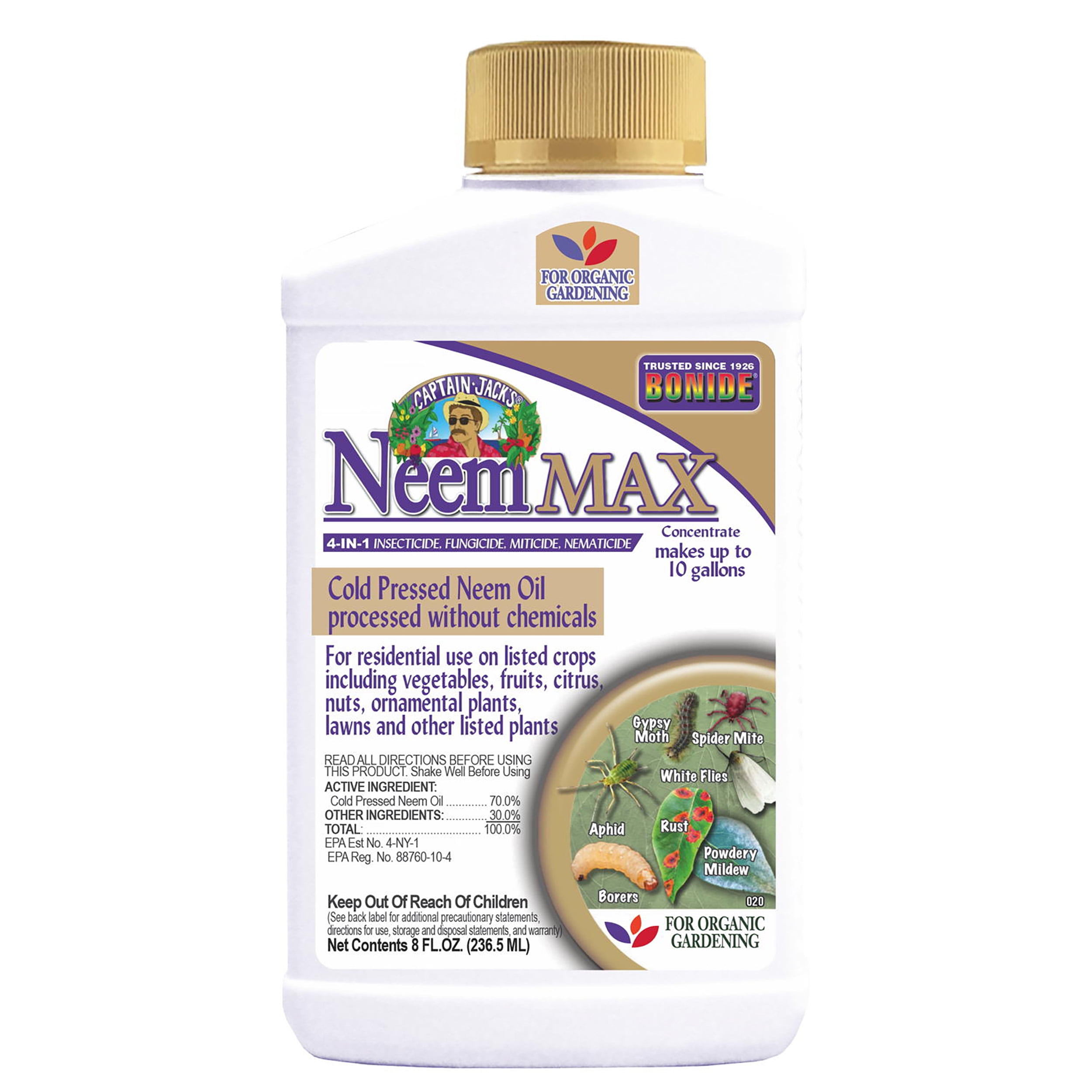 Captain Jack's 8 oz Neem Max Concentrate Controls Insects, Mites ...