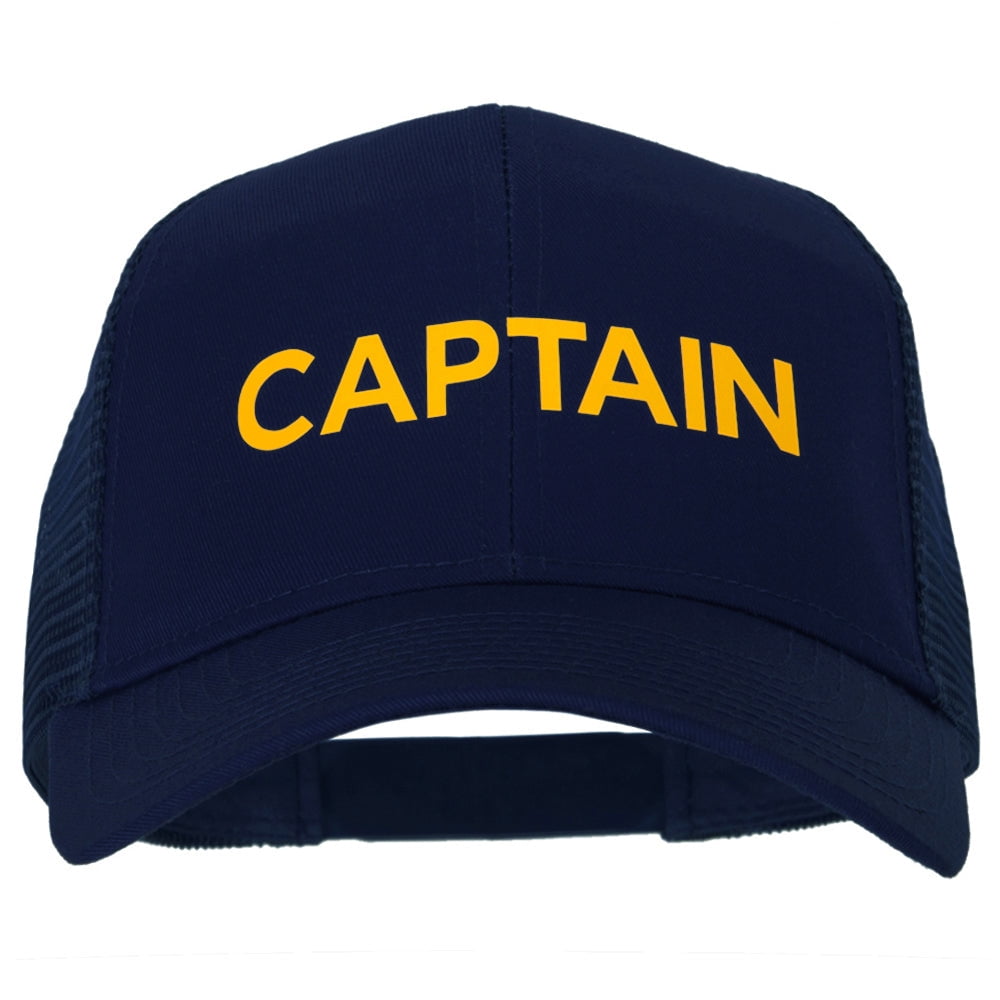 Captain Letter Design Heat Transfer Solid Cotton Mesh Pro Style Cap ...