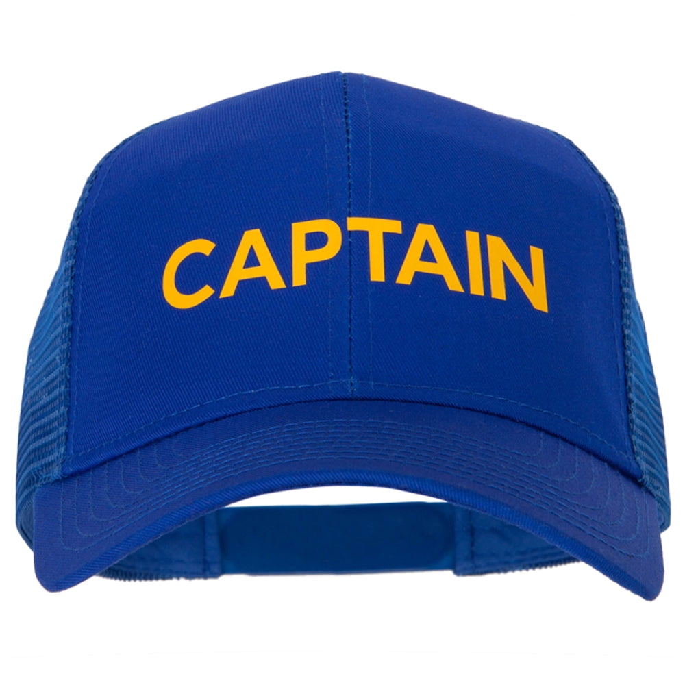 Captain Letter Design Heat Transfer Solid Cotton Mesh Pro Style Cap ...