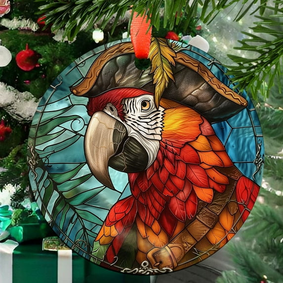 Captain Macaw: Ornament Style Wall or Window Hanging Made With Real Glass, 2025, Holiday ...