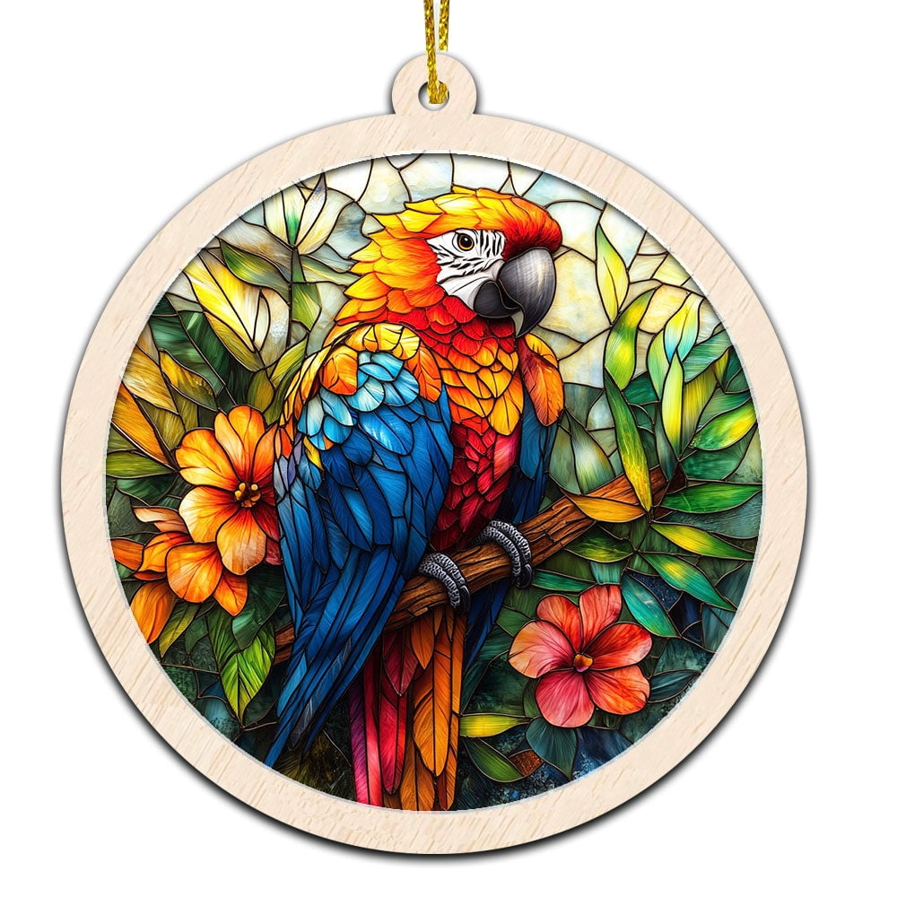 Captain Macaw Stained Glass Suncatcher Ornament – Ornament Gift for Family, Friends, Men & Women ...